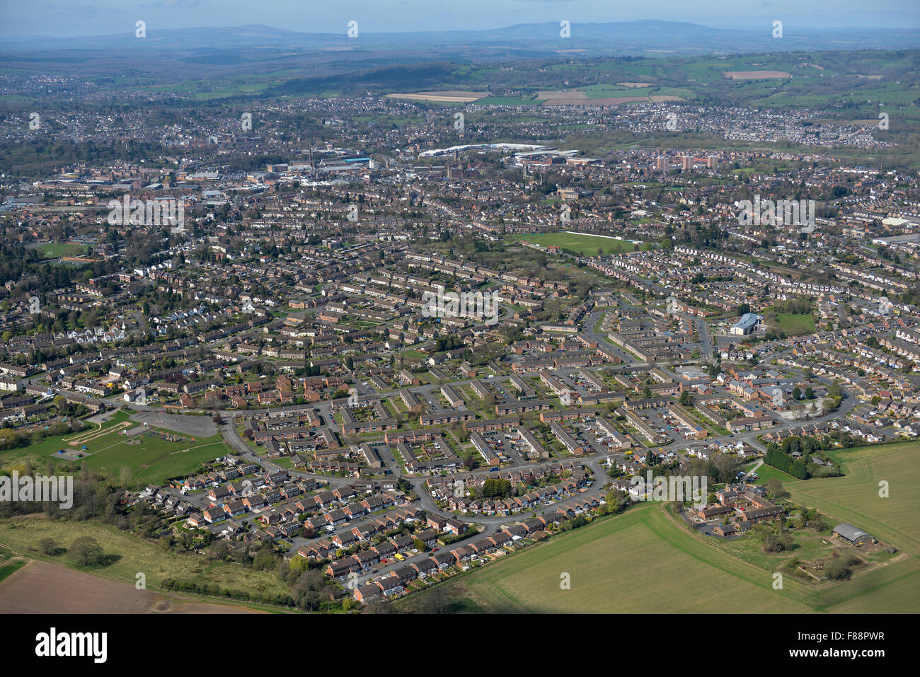 An aerial view of the Worcestershire town of Kidderminster Stock Photo ...