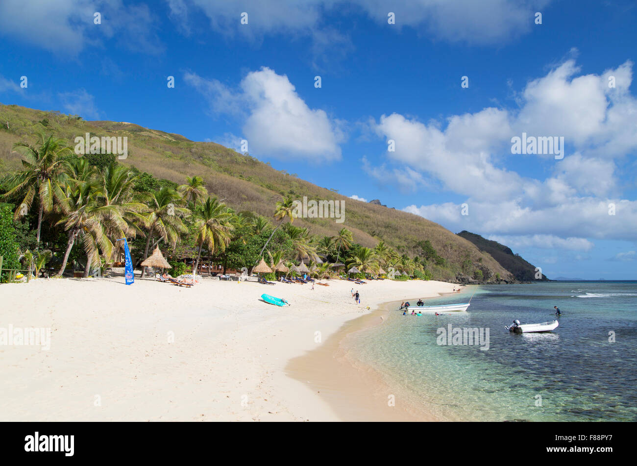 Beach at Octopus Resort, Waya Island, Yasawa Islands, Fiji Stock Photo ...
