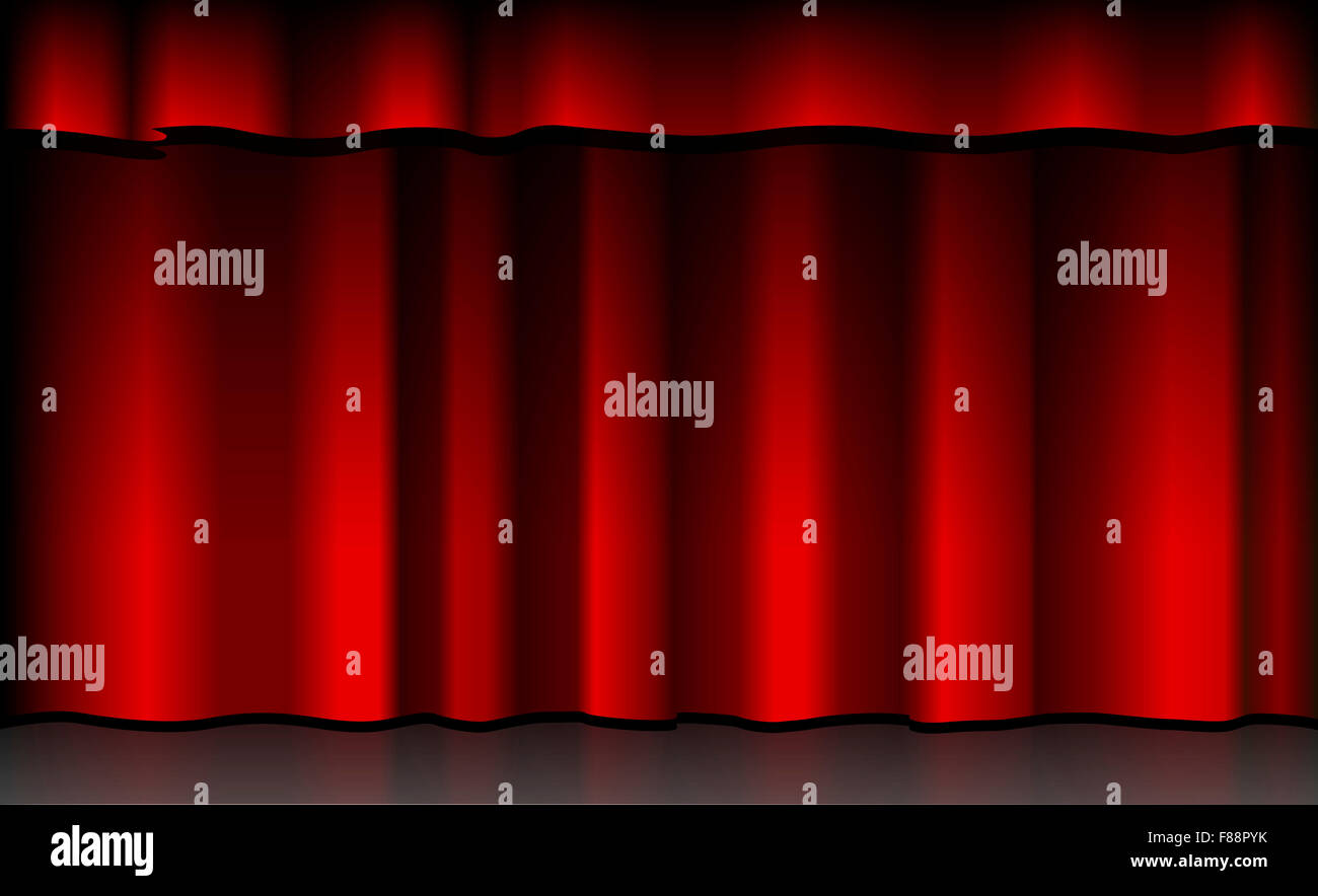 Illustration of a scene with red curtain Stock Photo - Alamy