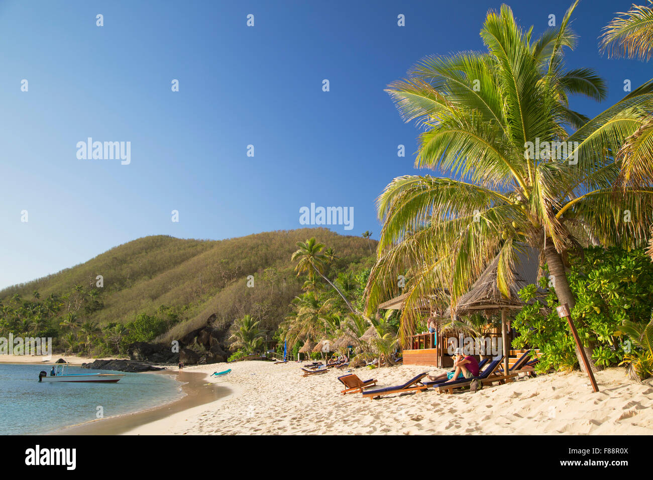 Beach at Octopus Resort, Waya Island, Yasawa Islands, Fiji Stock Photo ...