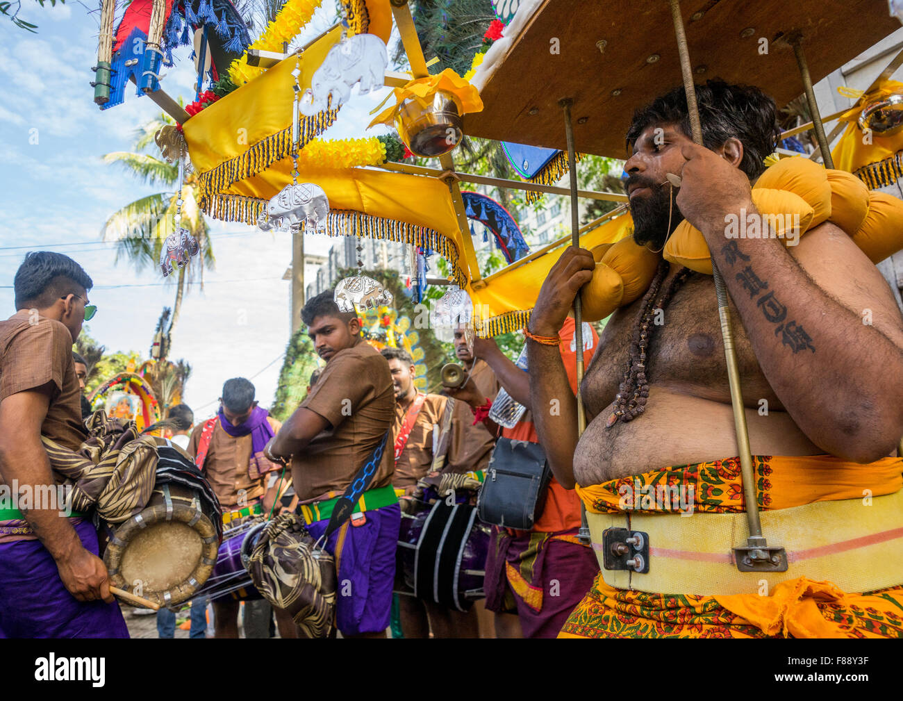 Devotee Kavadi Bearer With Tongue Piercing At Thaipusam Hindu Religious ...