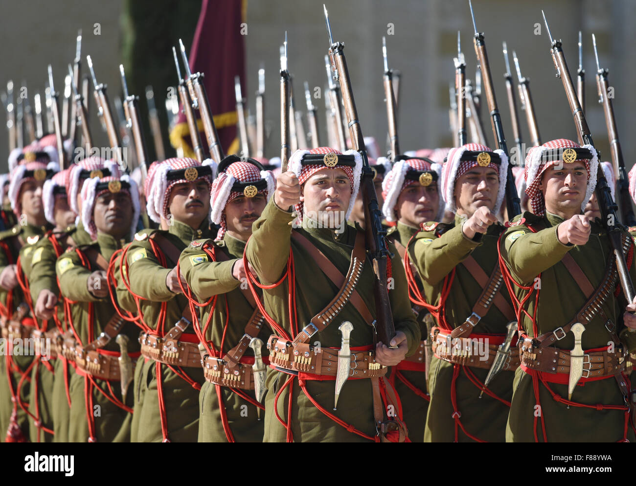 Amman, Jordan. 07th Dec, 2015. The honor guard of the Jordanian King ...