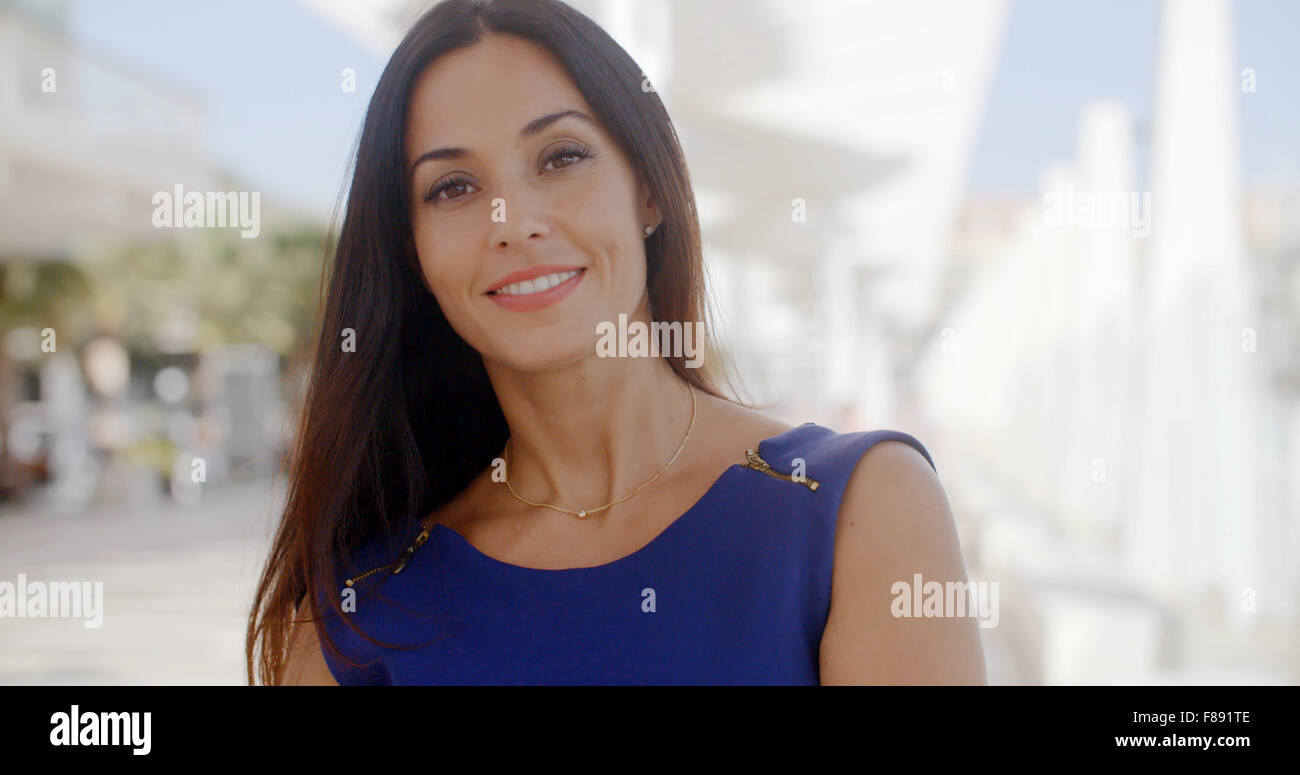 Pretty friendly young brunette woman Stock Photo - Alamy Pretty friendly young brunette woman Stock Photo - Alamy