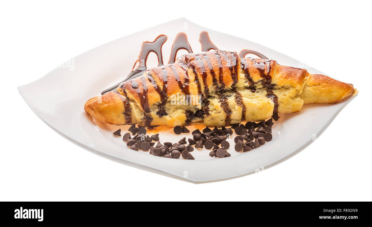 Fresh Croissant with chocolate topping Stock Photo - Alamy