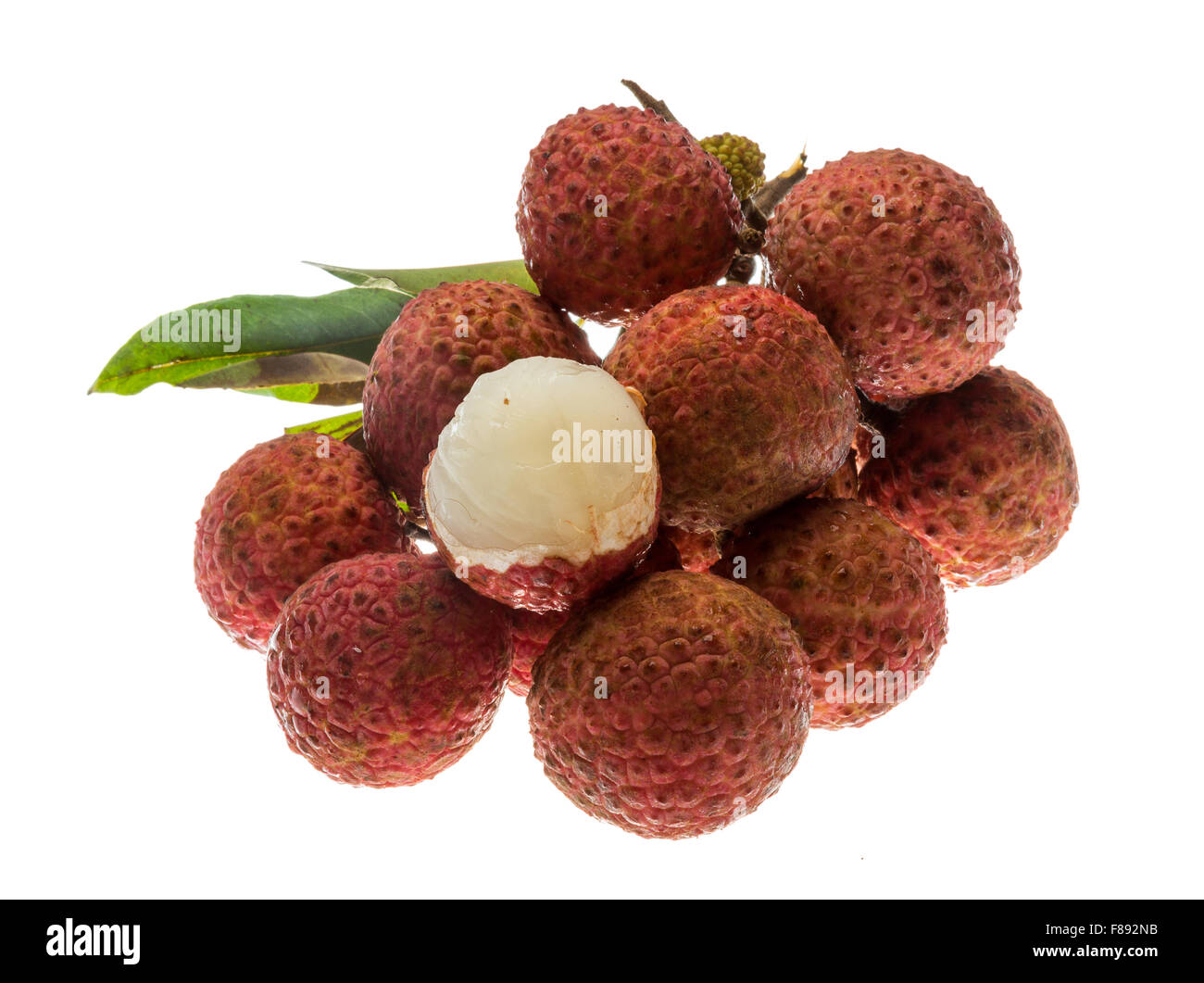 Asian fruit lychee heap isolated Stock Photo - Alamy