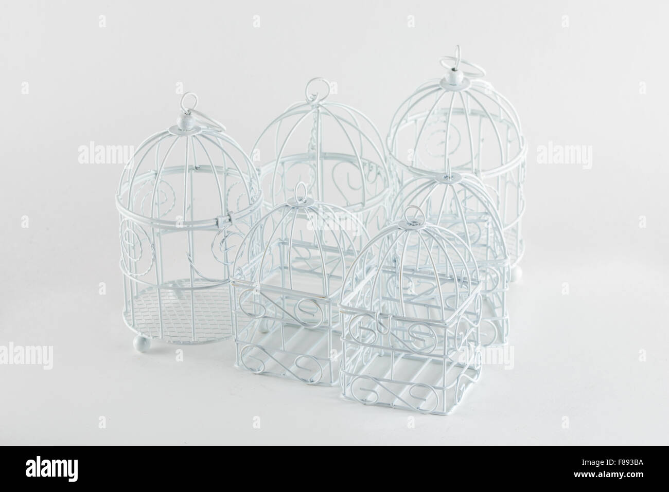 Decorative white cages Stock Photo - Alamy