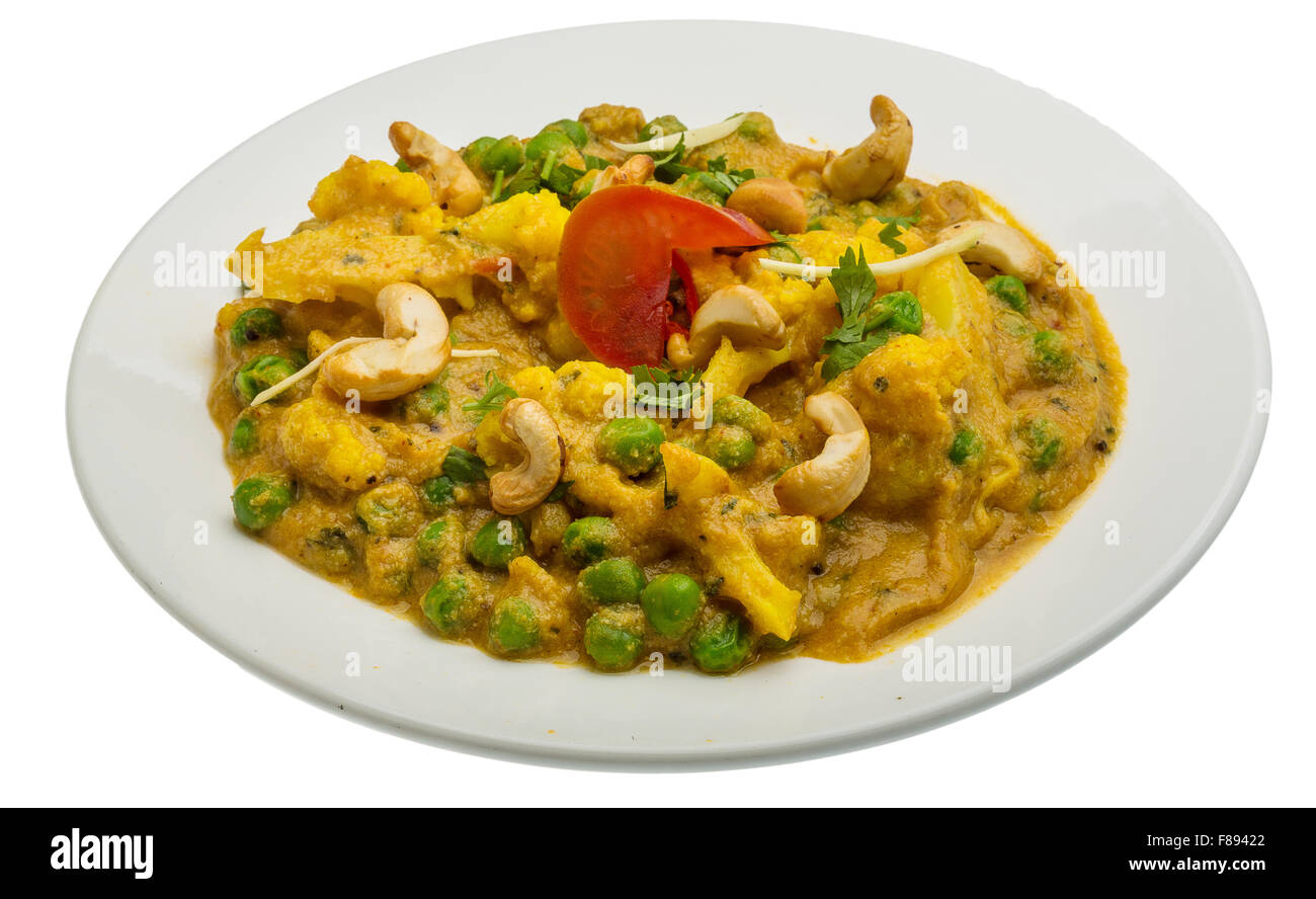 Gobi Mutter Kaju - cauliflower with green peas and cashew Stock Photo ...