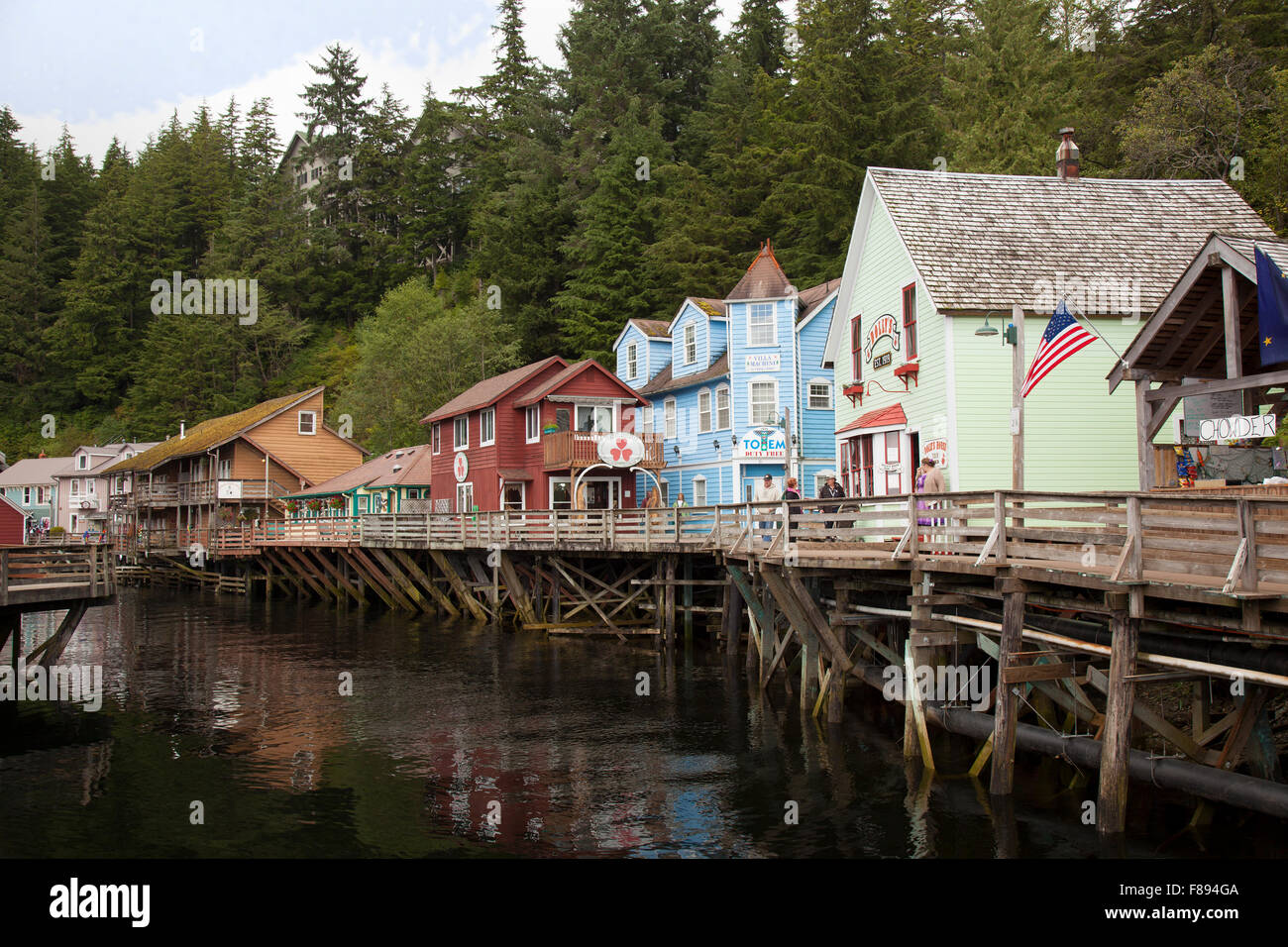 KETCHIKAN, ALASKA - SEPTEMBER 30, 2012: Creek Street is a historic ...
