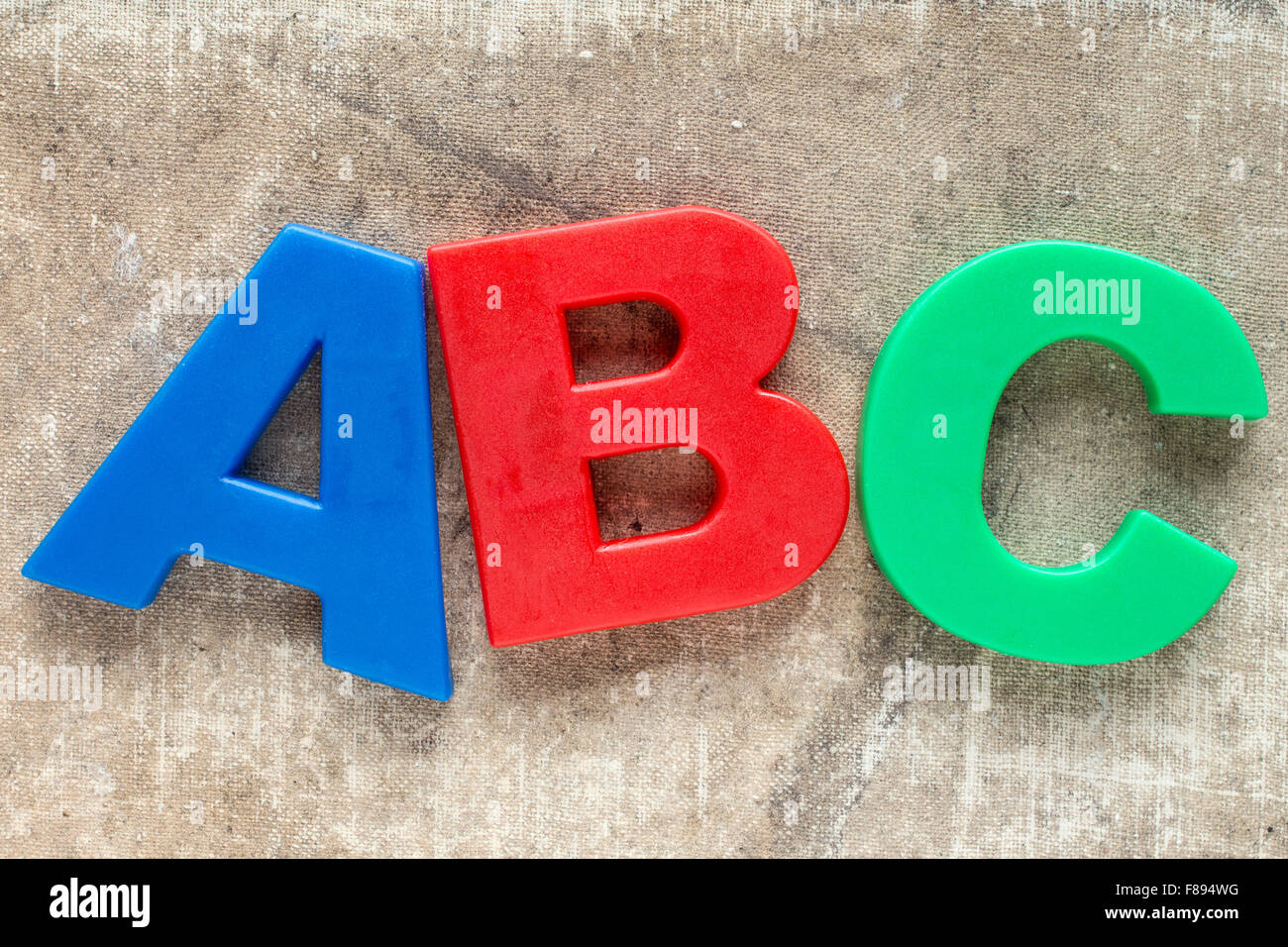 The letters ABC, made out of colored plastic Stock Photo - Alamy