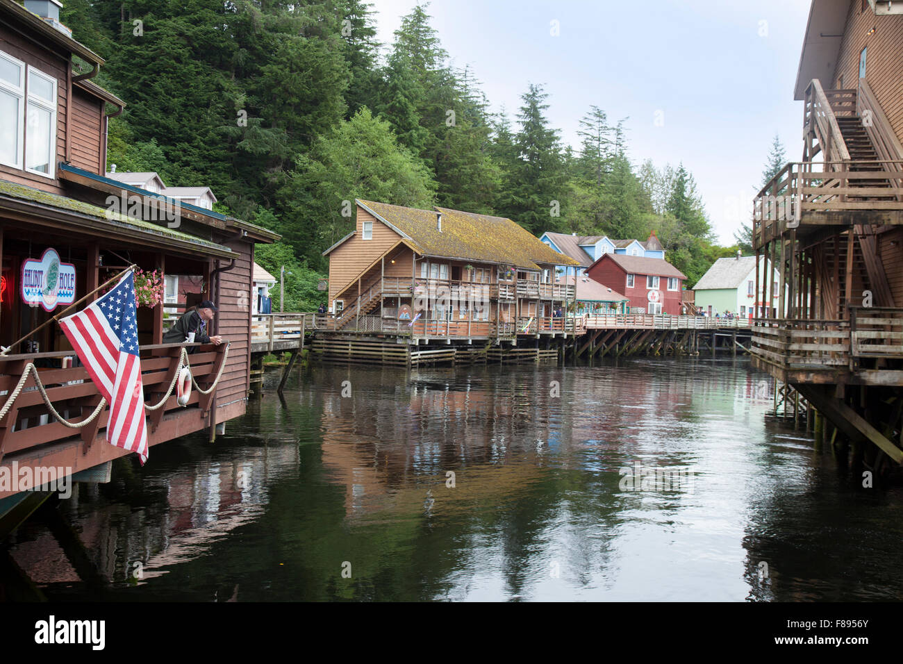 KETCHIKAN, ALASKA - SEPTEMBER 30, 2012: Creek Street is a historic ...