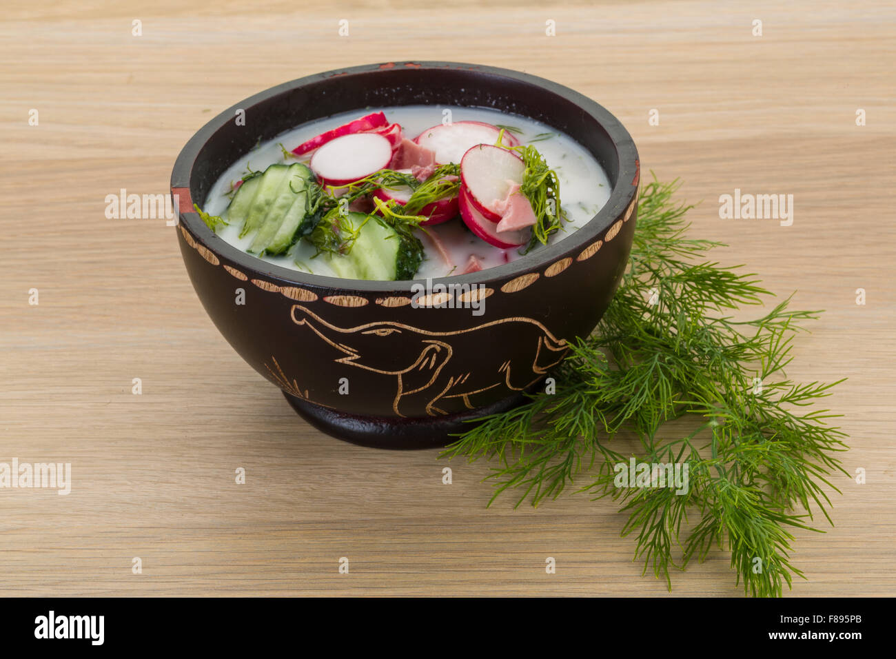 Traditional Russian cold soup - Okroshka Stock Photo - Alamy
