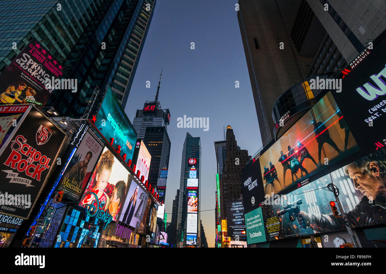 Times Square at night showing giant digital screens Stock Photo - Alamy