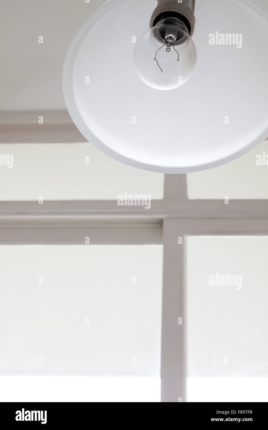 White shade, broken filament, white window frame Stock Photo - Alamy