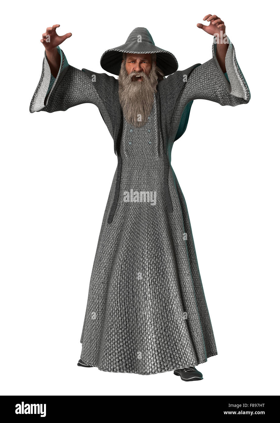 3D digital render of a fantasy wizard isolated on white background ...