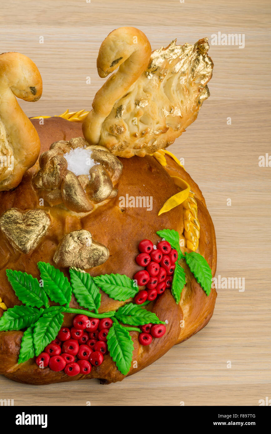 Karavay - Russian traditional bread on the desk Stock Photo - Alamy
