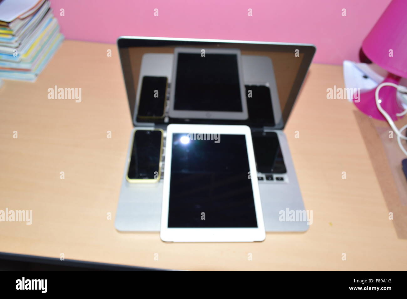 electronic devices, leptop, phone, ipod, tablet, study table, table ...