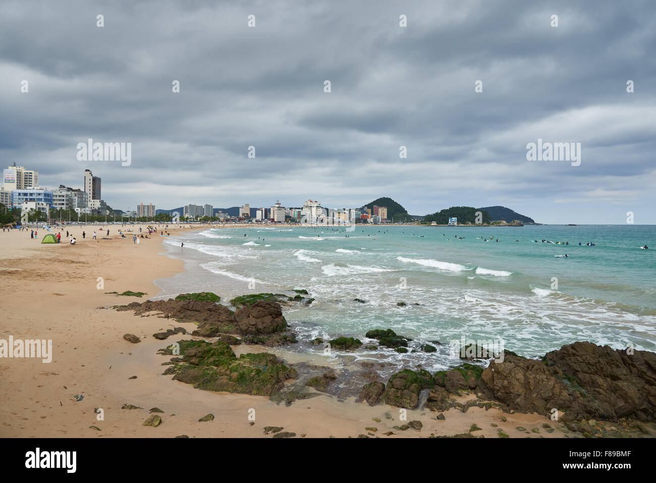 Landscape of Songjeong Beach. It is a beach located near the Haeundae ...