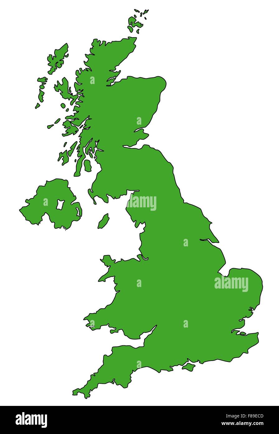 Map of UK filled with green color Stock Photo - Alamy