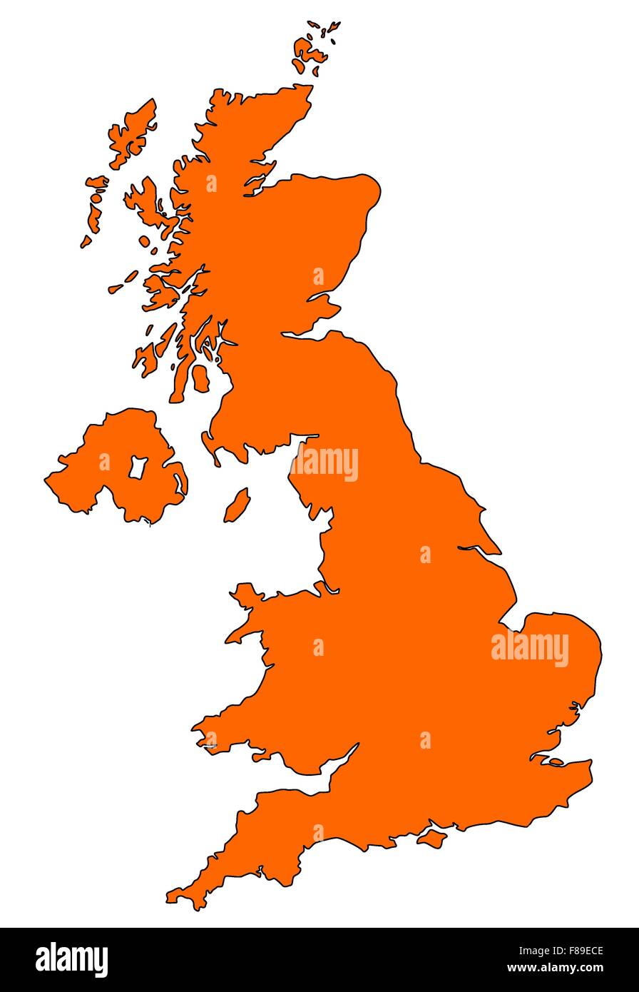 Map of UK filled with orange color Stock Photo - Alamy