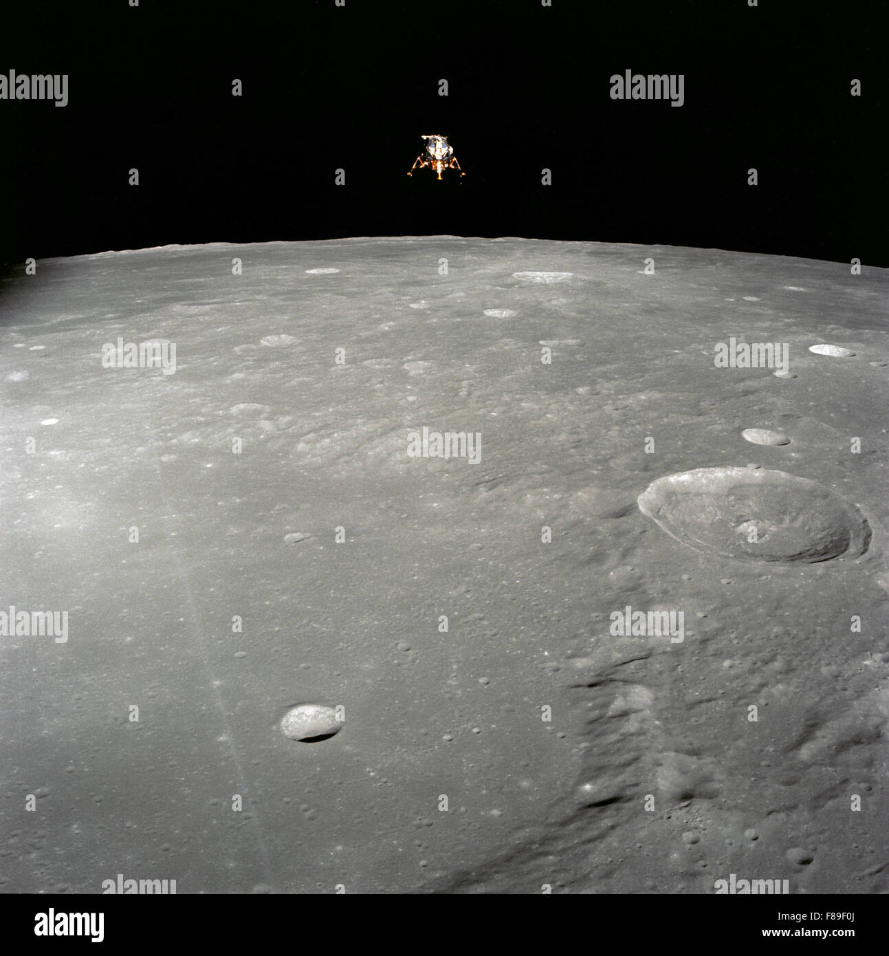 Apollo 12 Lunar Module Lm In A Lunar Landing Configuration Is Photographed In Lunar Orbit