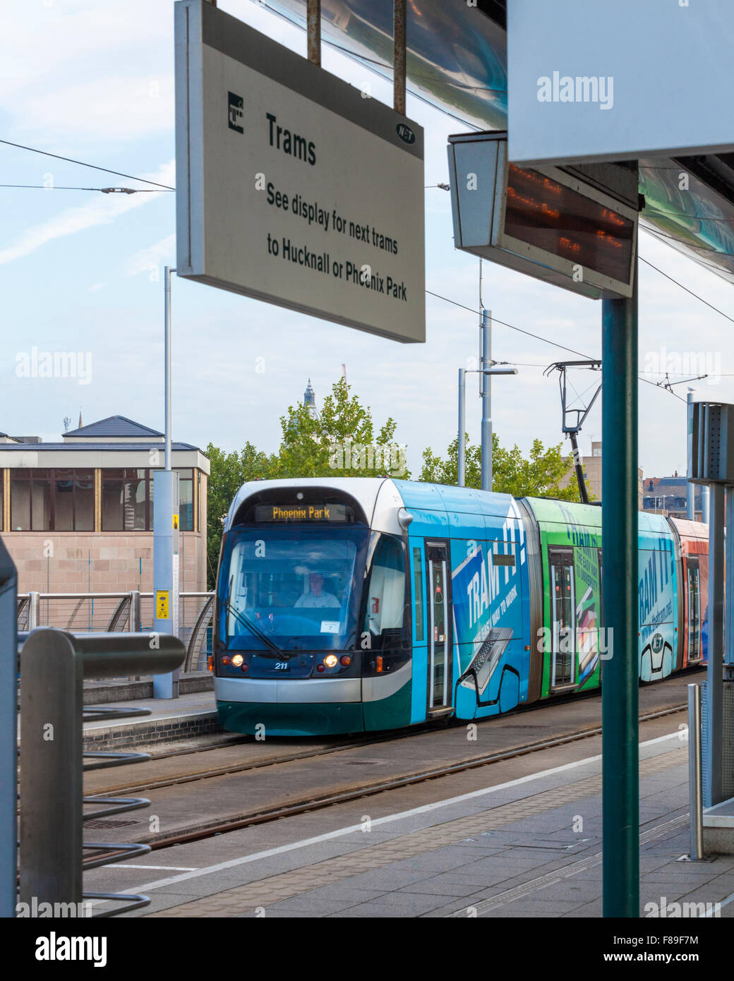 A tram stop on the Nottingham tram system, Nottingham, England, UK ...