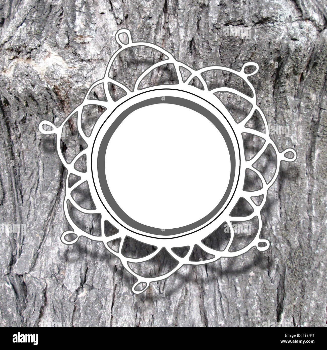 Rounded frame on bark background texture Stock Photo - Alamy