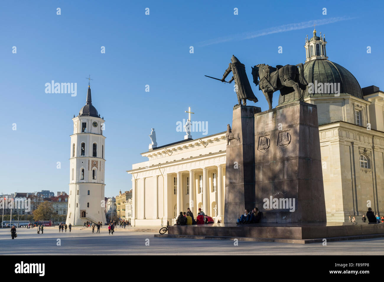 Gediminas monument at Cathedral Square in Vilnius, Lithuania, Europe ...