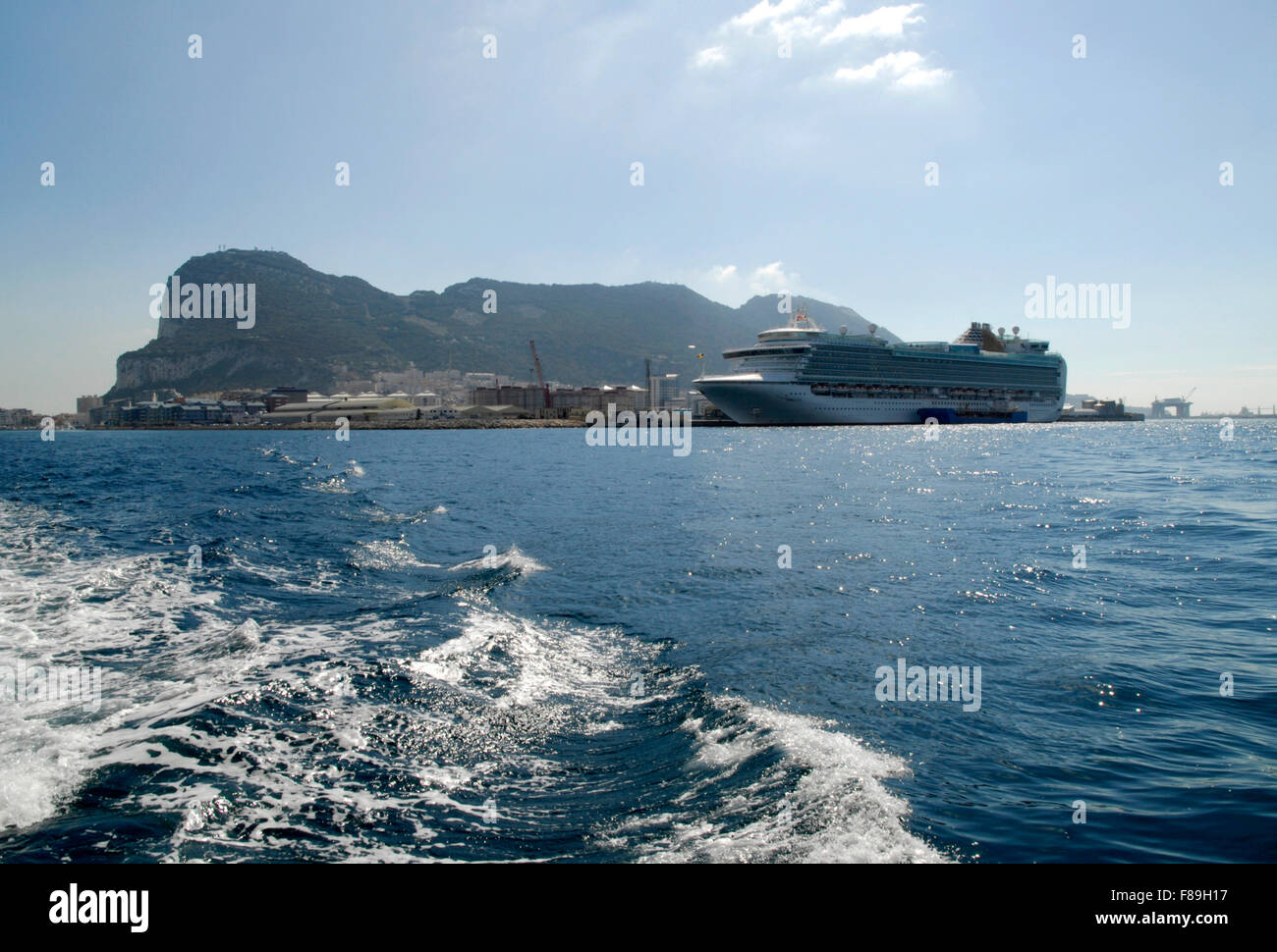 View of the Rock of Gibraltar from the Gulf or Bay of Gibraltar Stock ...