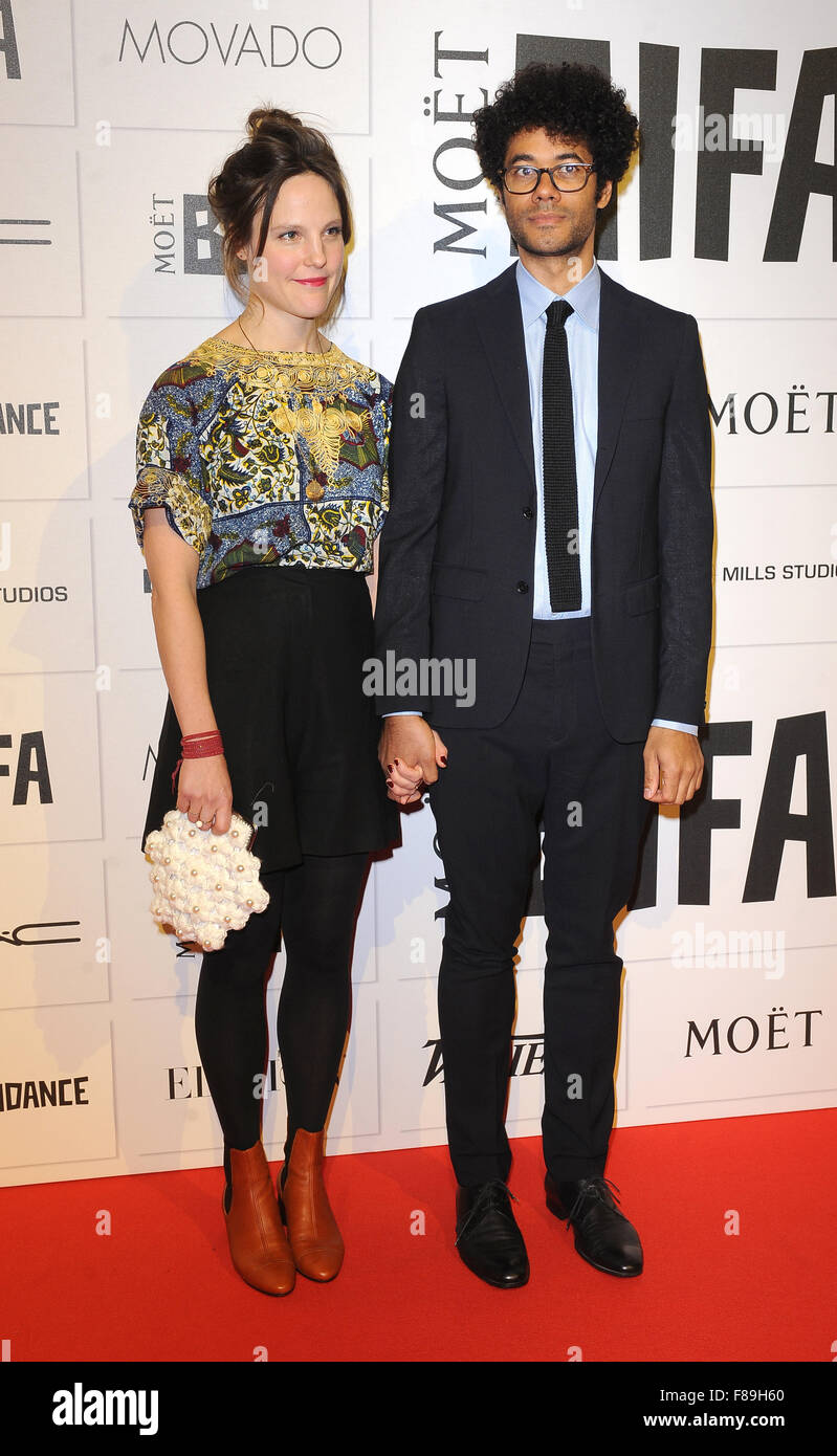 London, UK. 6th December, 2015.Lydia Fox and Richard Ayoade at the Moet ...