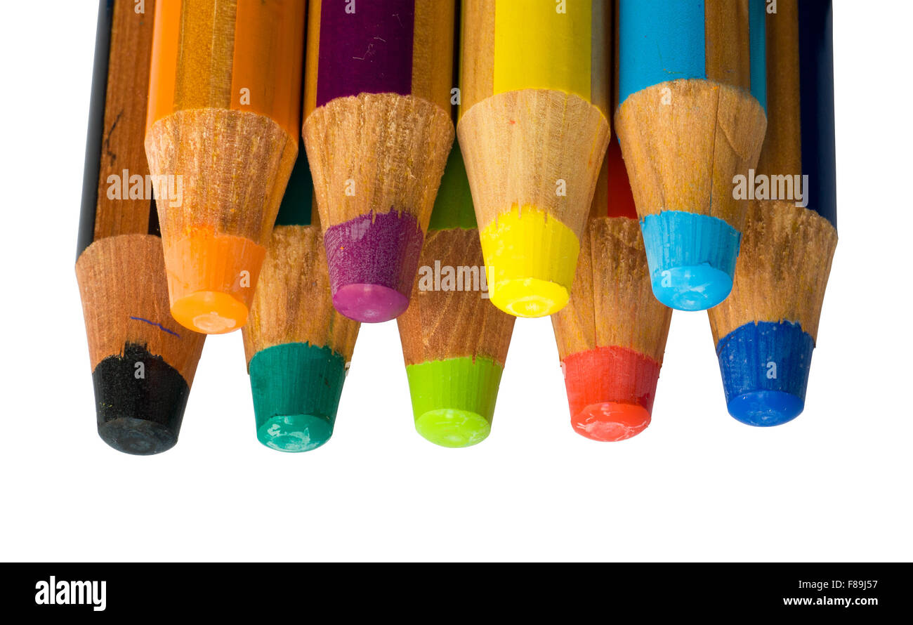 Crayons in different colours isolated with white background Stock Photo ...