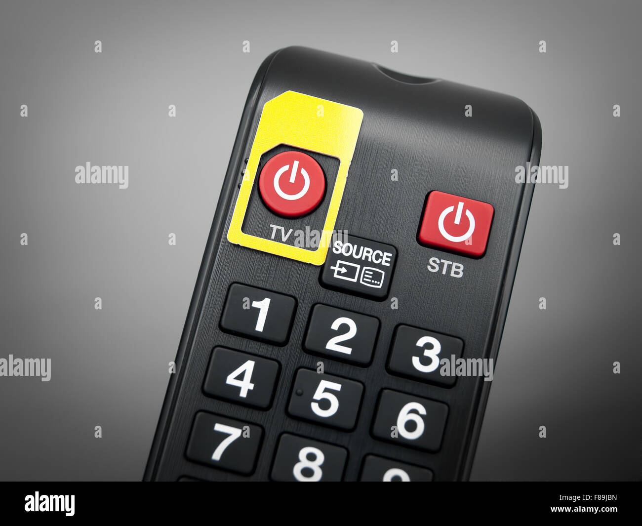 Conceptual image with SIM card frame and TV remote control Stock Photo ...