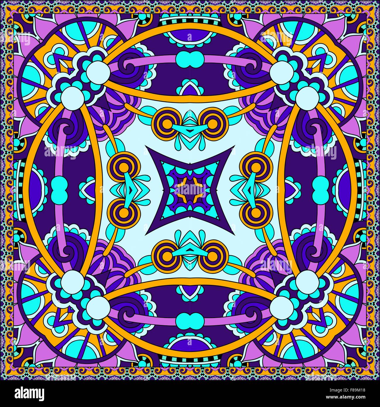 Traditional ornamental floral paisley bandanna. Square ornament Stock ...
