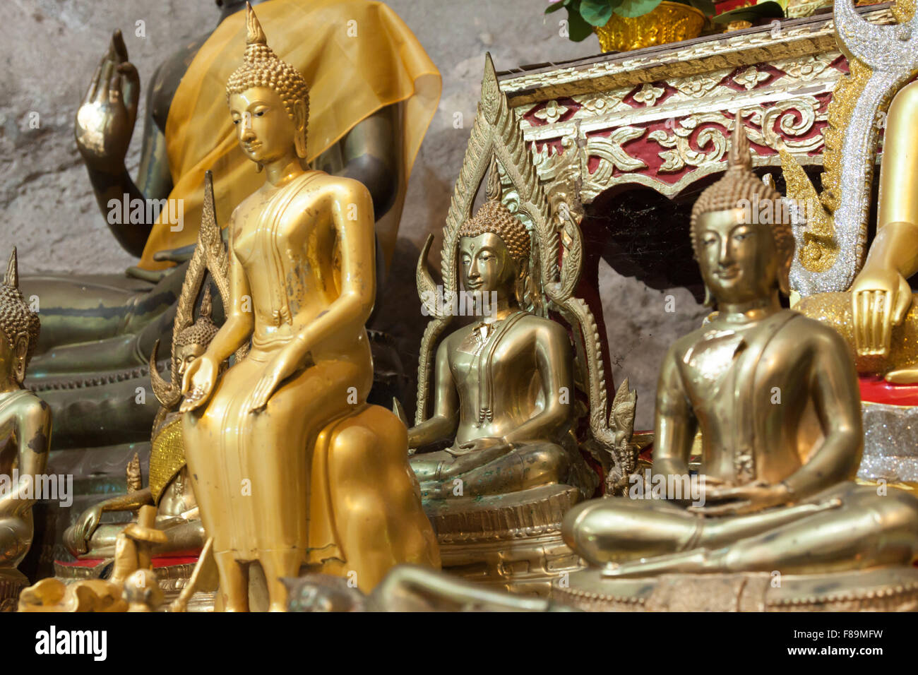 Buddha statues on the tiger cave temple near krabi ,thailand Stock ...