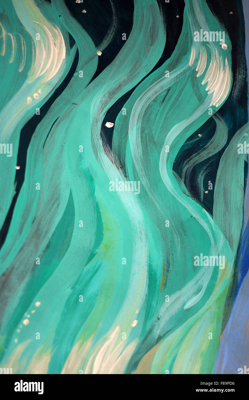 Abstract paint patten green and blue and aqua flames and grass Stock ...