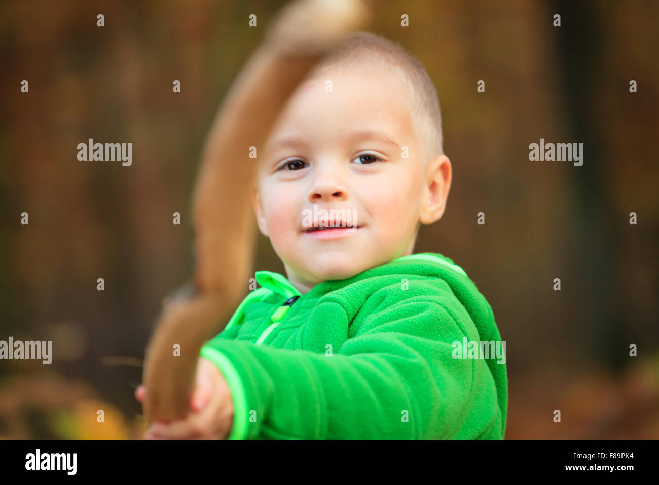Autumn portrait of cute boy in nature (shallow DOF Stock Photo - Alamy