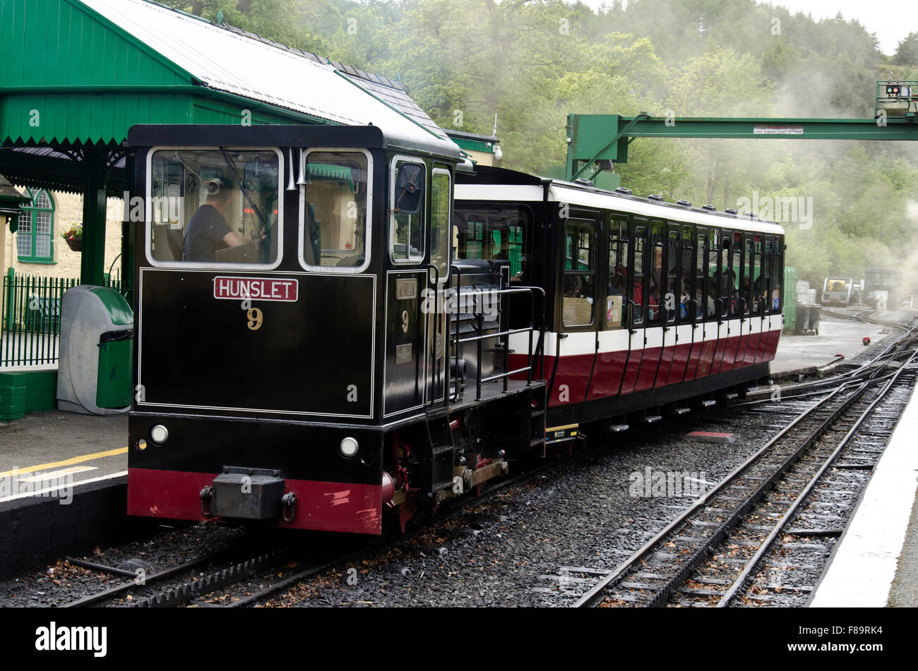 Diesel powered train on the Snowdon Mountain Railway leaving the ...