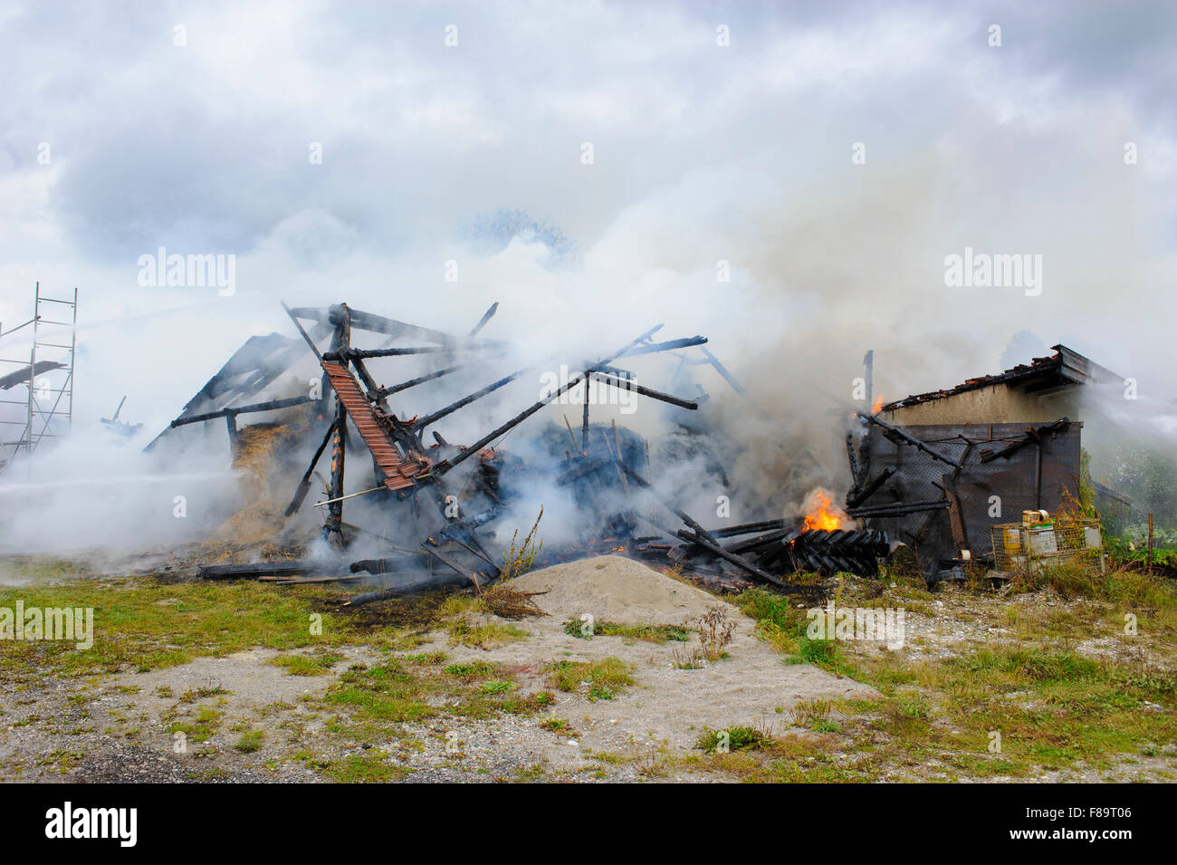 farm house in Germany burns down by fire Stock Photo - Alamy