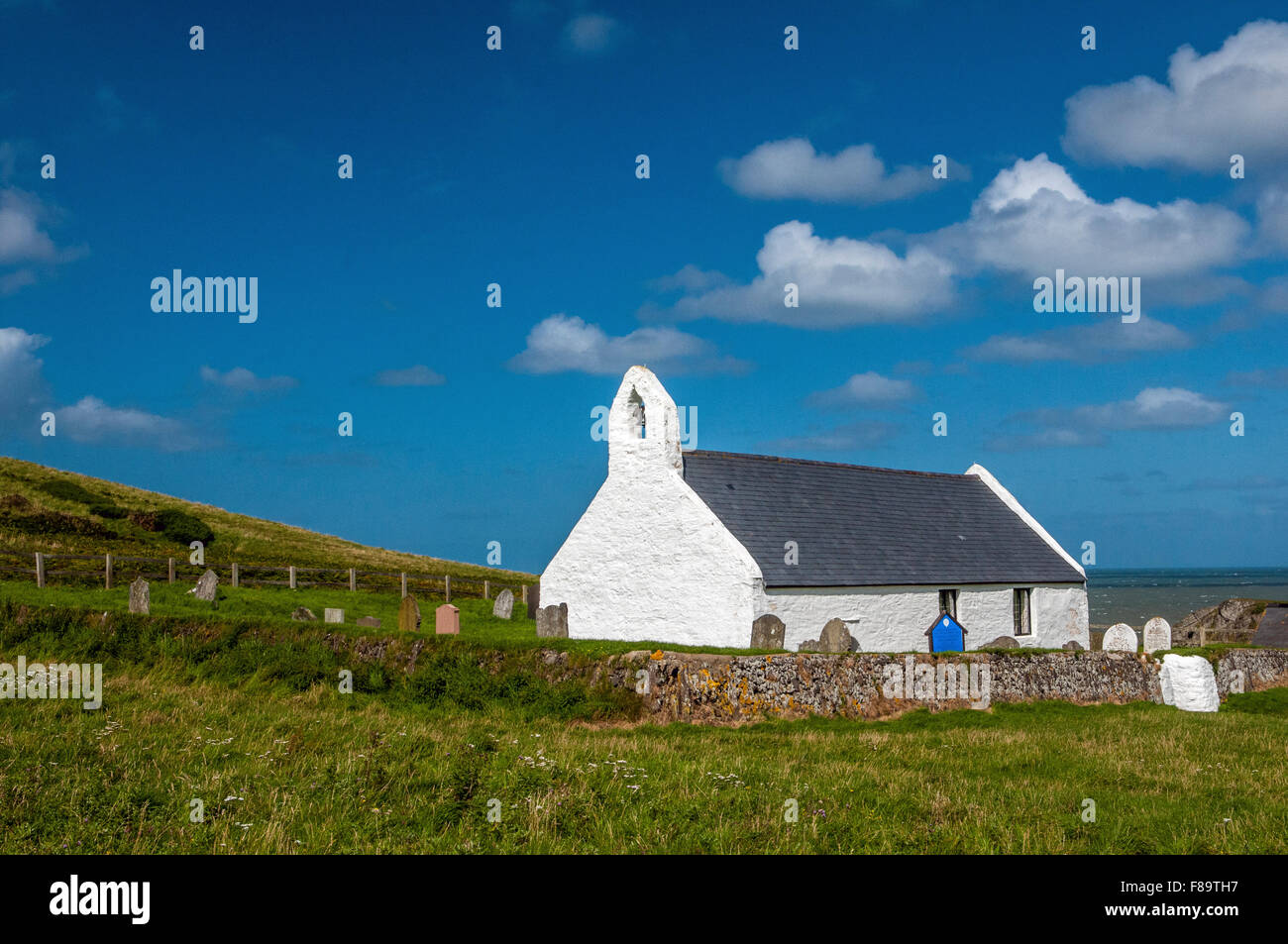 Mwnt Church on the Ceredigion, or Cardiganshire, Coast in West Wales ...