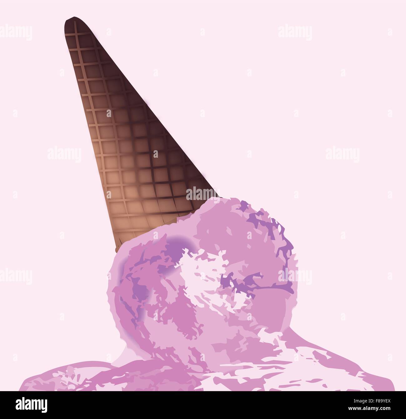 Fallen strawberry ice cream come over a pink background Stock Vector ...