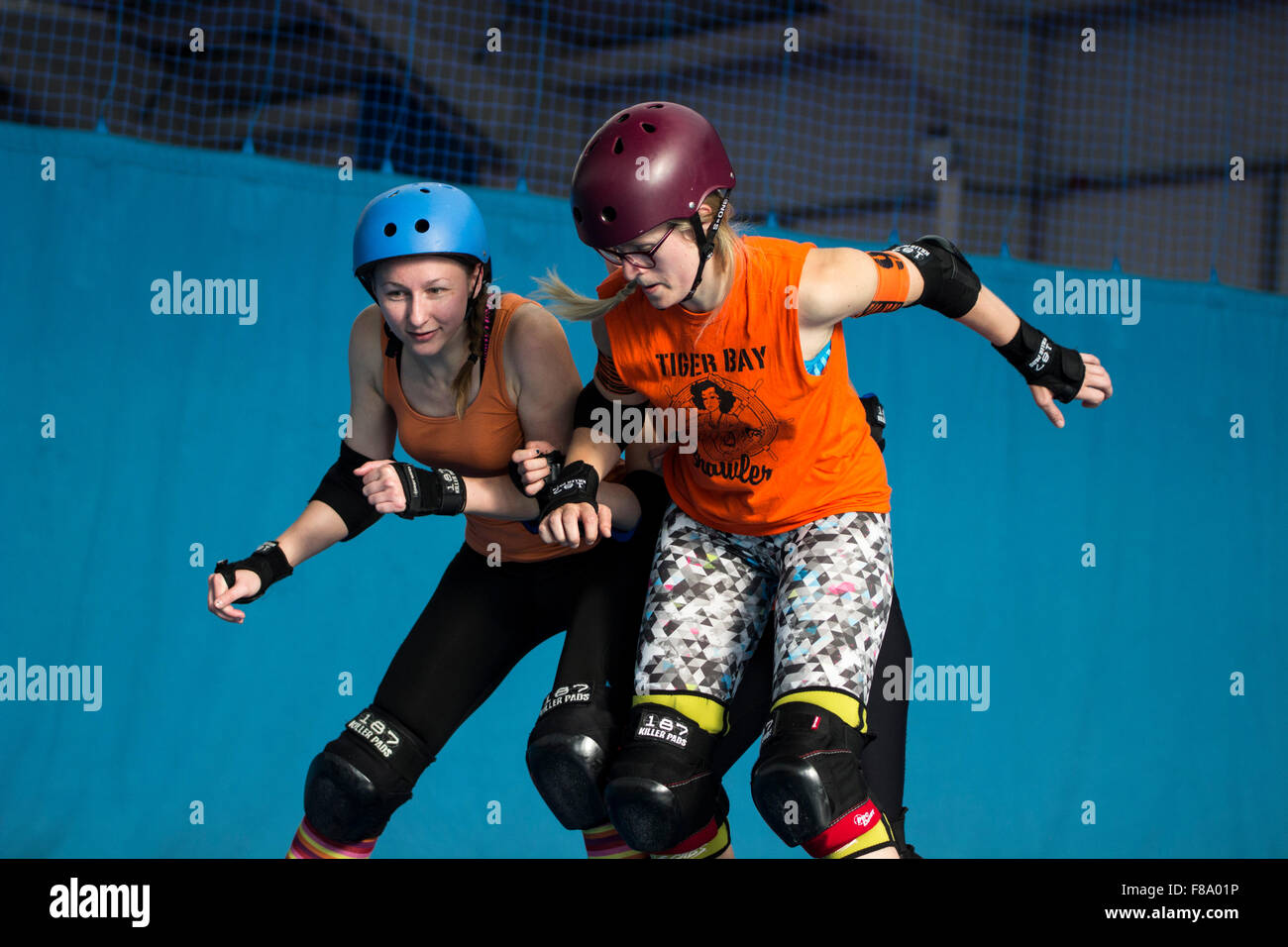 UNITED KINGDOM, WALES, October 18 2015. Roller Derby Team, Tiger Bay ...