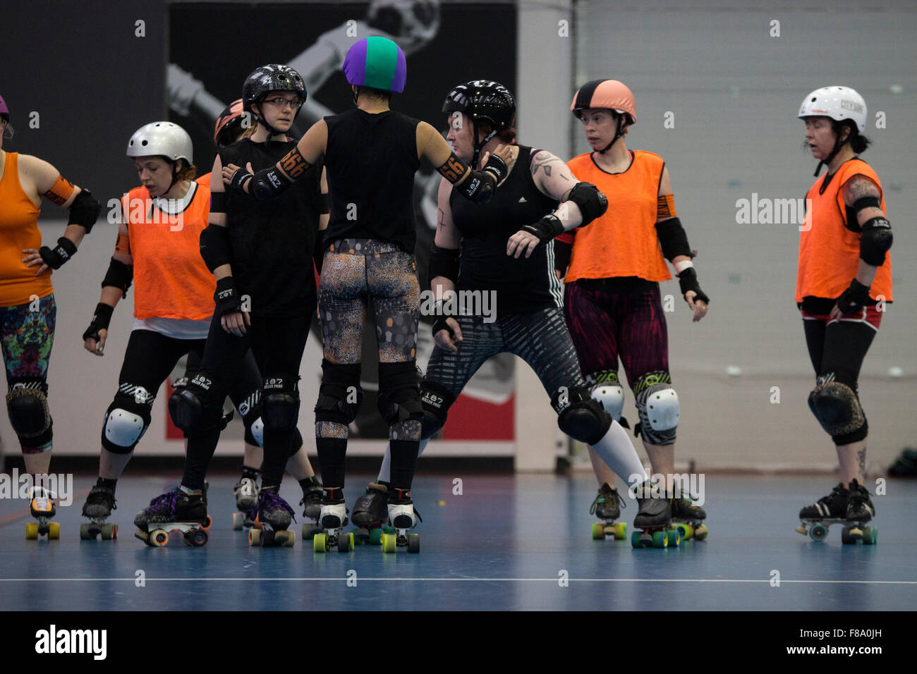 UNITED KINGDOM, WALES, October 18 2015. Roller Derby Team, Tiger Bay ...