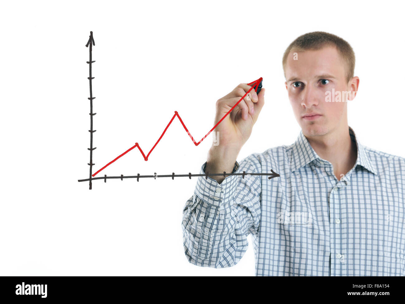 business man draw success line chart isolated on white background in ...
