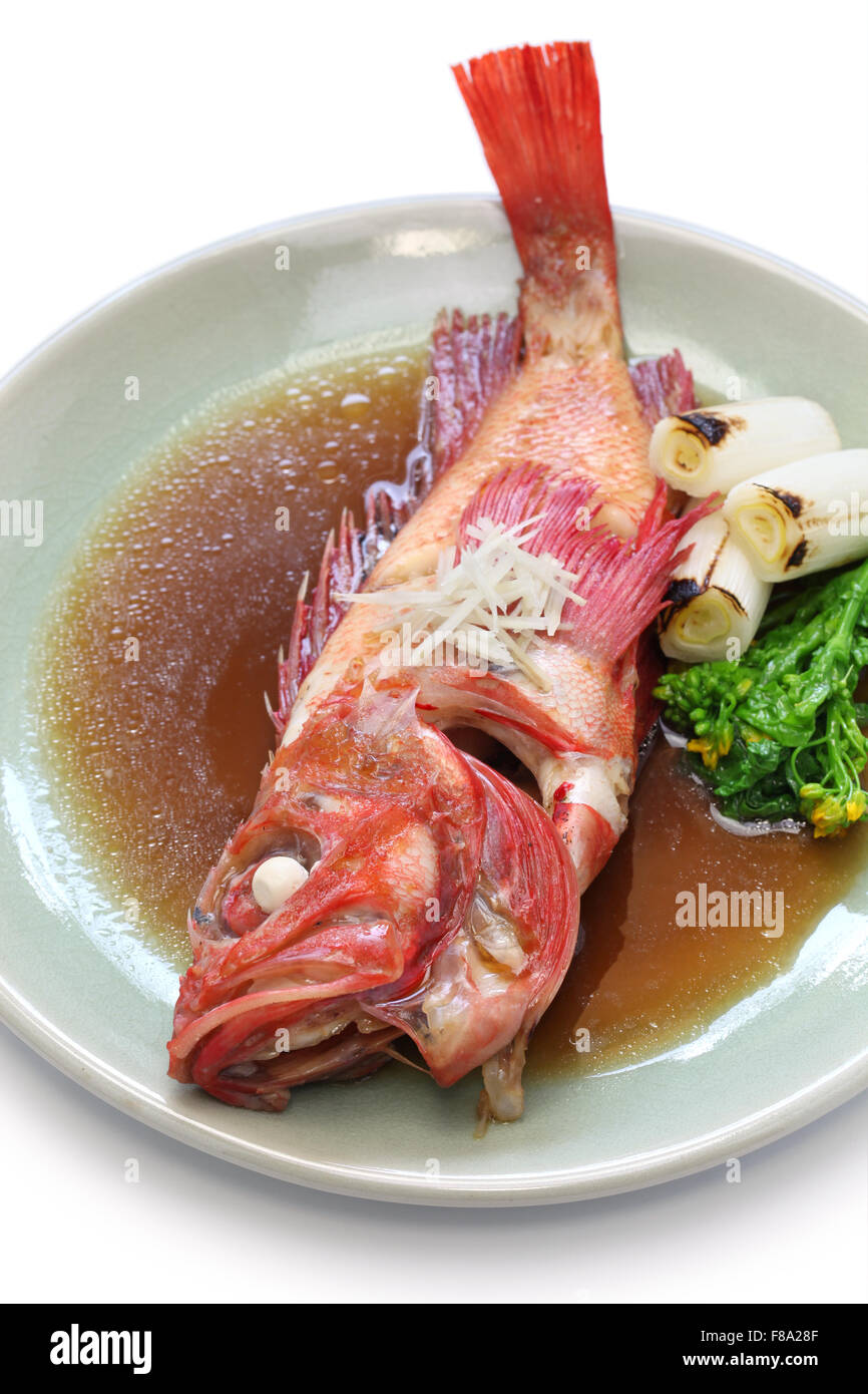 simmered kinki rockfish with sweetened soy sauce, japanese cuisine ...