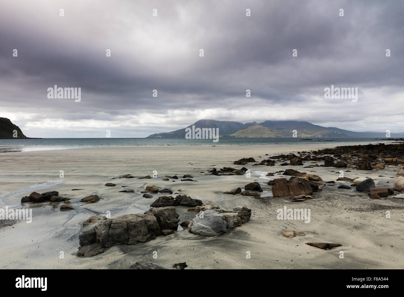 Overlooking Rum Cullin Mountains, Laig Bay, Eigg, Small Isles, Inner ...