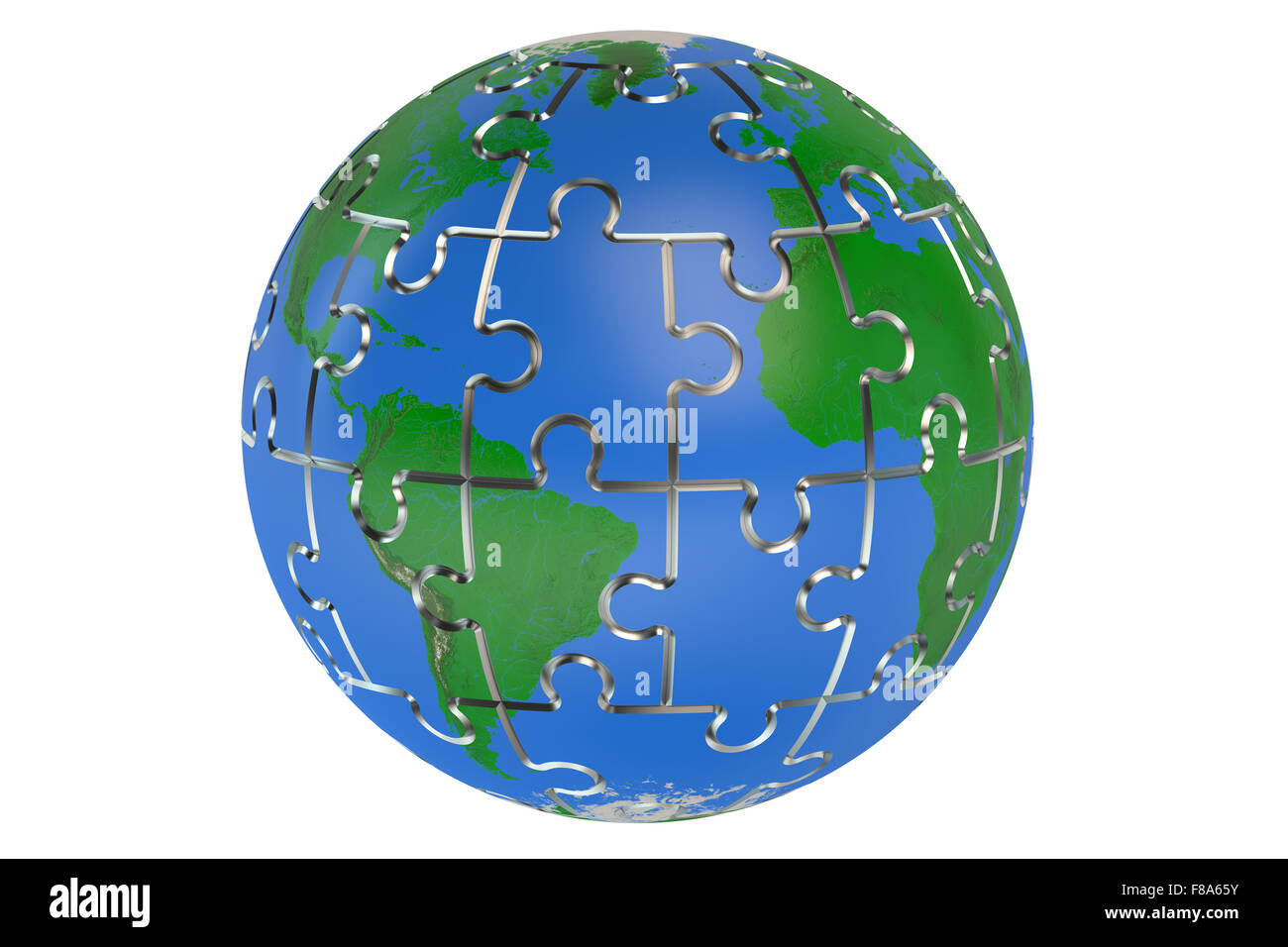 Earth of the puzzle isolated on white background Stock Photo - Alamy