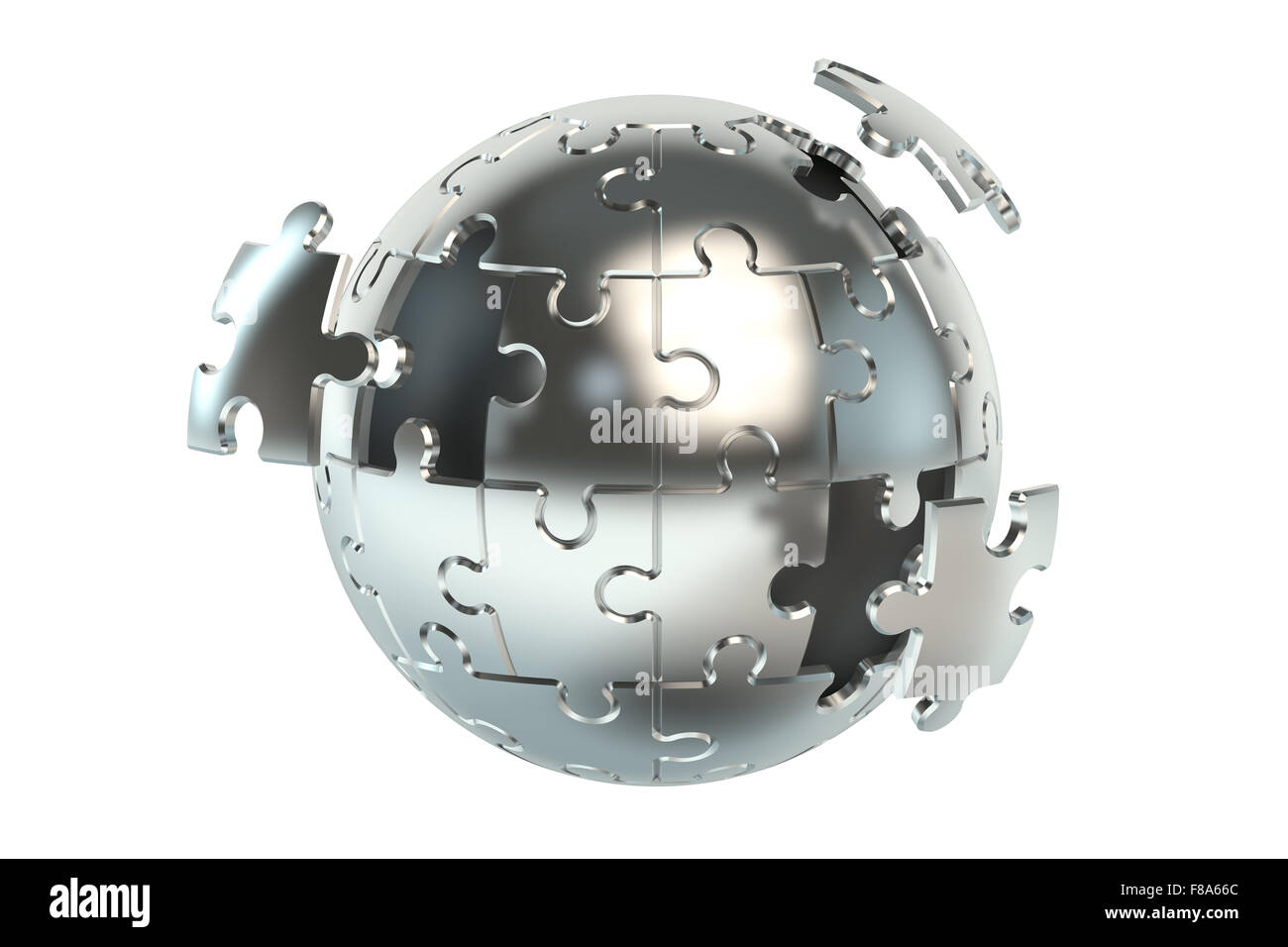 metallic spherical puzzle isolated on white background Stock Photo - Alamy