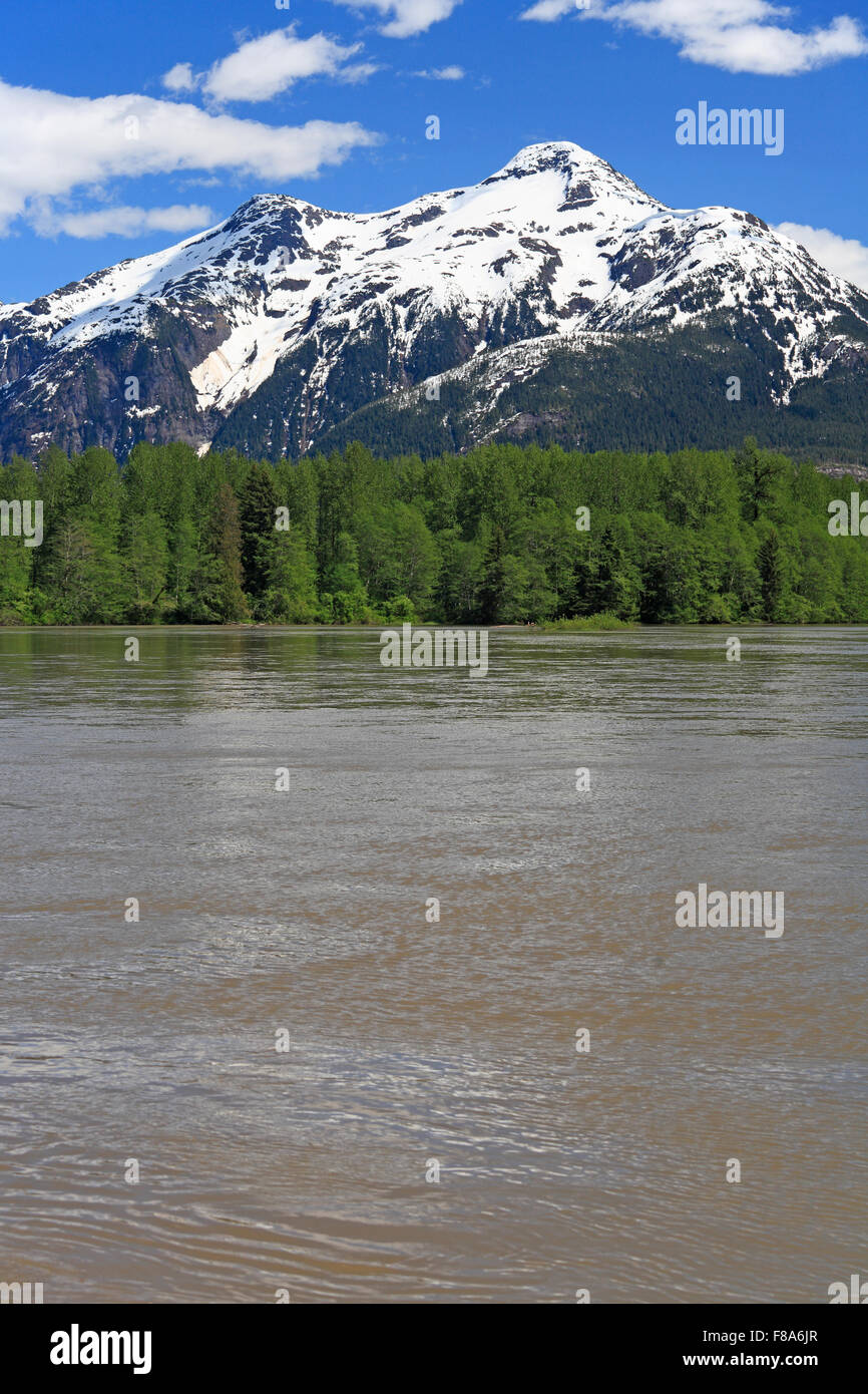 View southeast from Exchamsiks River Provincial Park over Skeena river ...