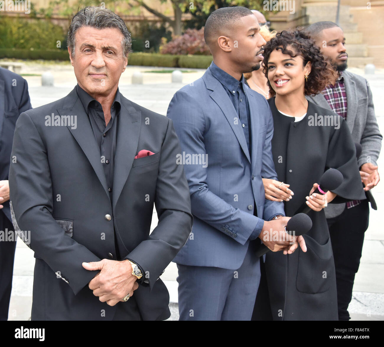 The cast of 'Creed' at a press conference on the steps of the ...