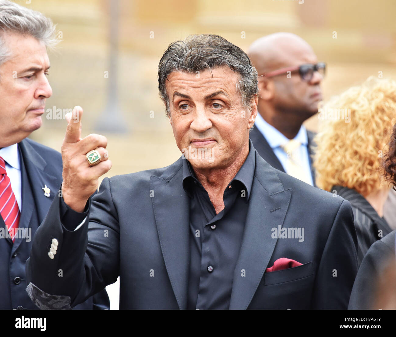 The cast of 'Creed' at a press conference on the steps of the ...