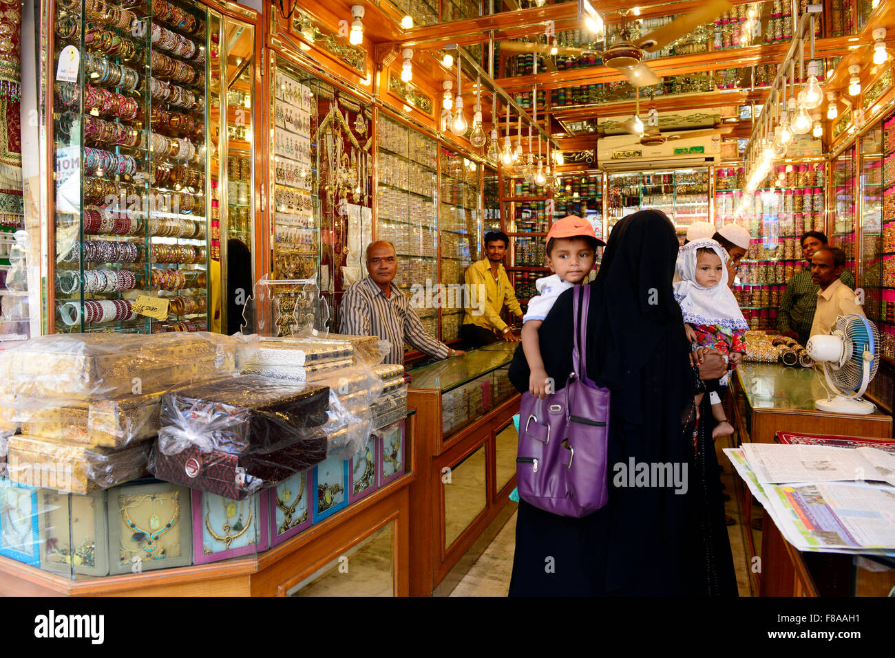 Colorful bangles on display in the colorful Laad bazaar in Hyderabad ...